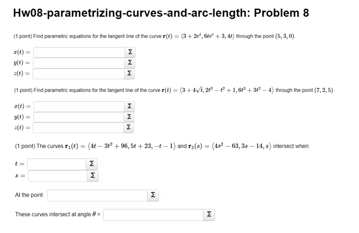 Solved Hw08 Parametrizing Curves And Arc Length Problem 8