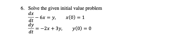 Solved 6. Solve the given initial value problem dx x(0) = 1 | Chegg.com
