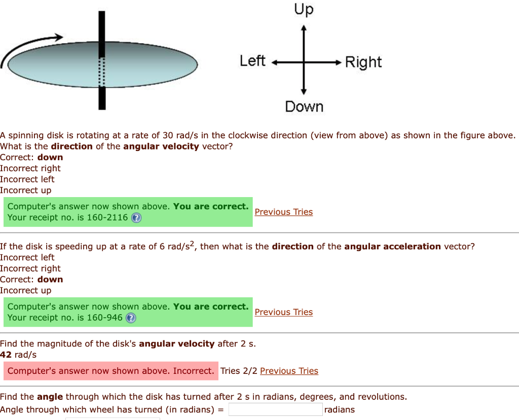 Solved Left Right Down A spinning disk is rotating at a rate | Chegg.com