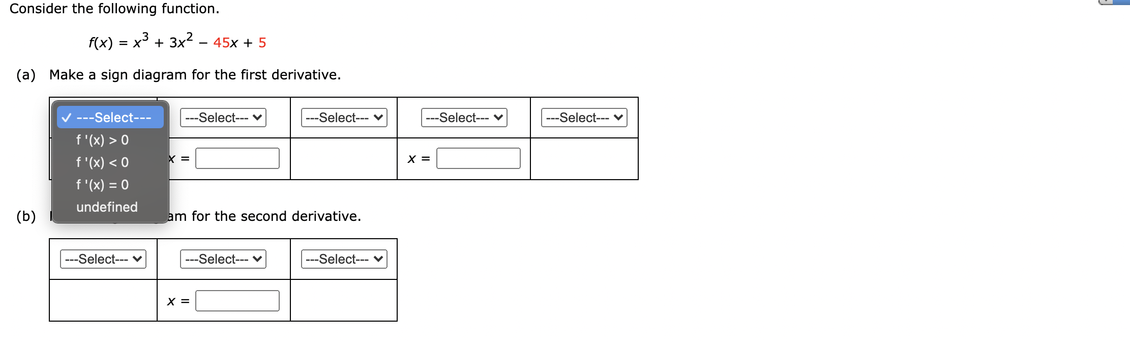 Solved Consider the following function. f(x)=x3+3x2−45x+5 | Chegg.com