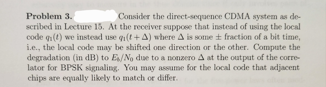 Solved Problem 3., ﻿Consider the direct-sequence CDMA system | Chegg.com