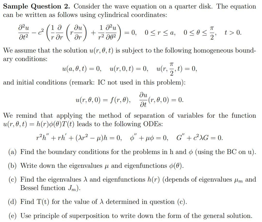 Solved Sample Question 2. Consider the wave equation on a | Chegg.com
