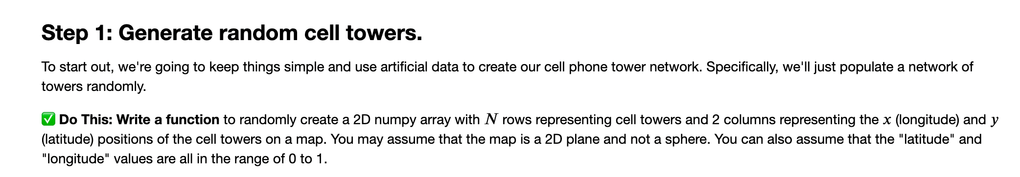 Solved Step 1: Generate random cell towers. To start out, | Chegg.com