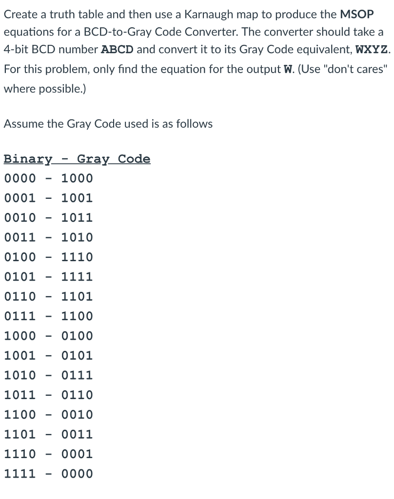 Solved Create a truth table and then use a Karnaugh map to | Chegg.com
