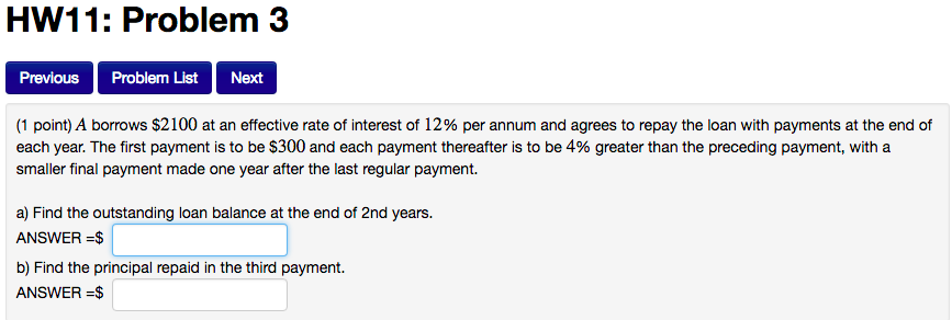 Solved HW11: Problem 3 Previous Problem List Next (1 point) | Chegg.com