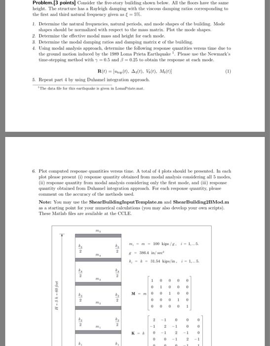 Problem.3 points] Consider the five-story building | Chegg.com
