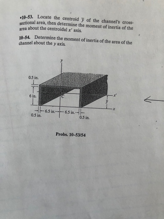 Solved 10-53. Locate the centroid y of the channel's cross- | Chegg.com