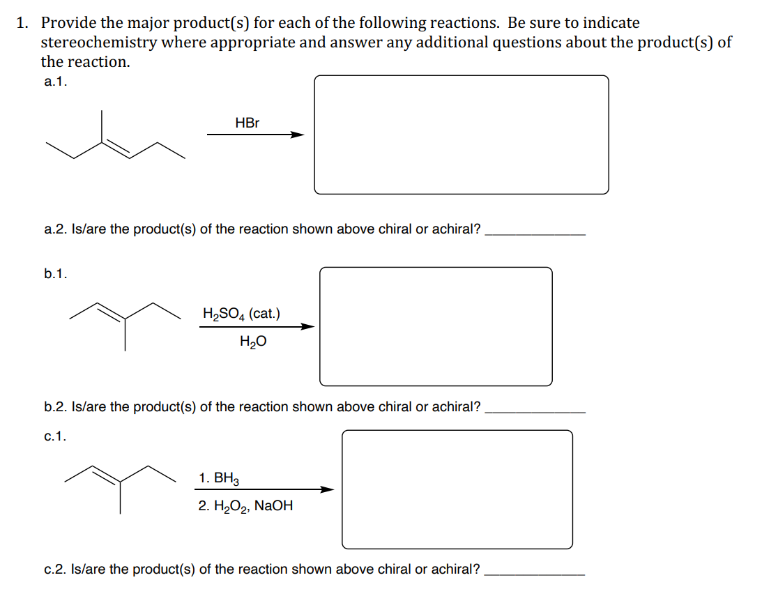 Solved Provide the major product(s) for each of the | Chegg.com