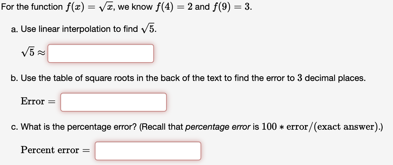 Solved For the function f(x)=x, we know f(4)=2 and f(9)=3 a. | Chegg.com