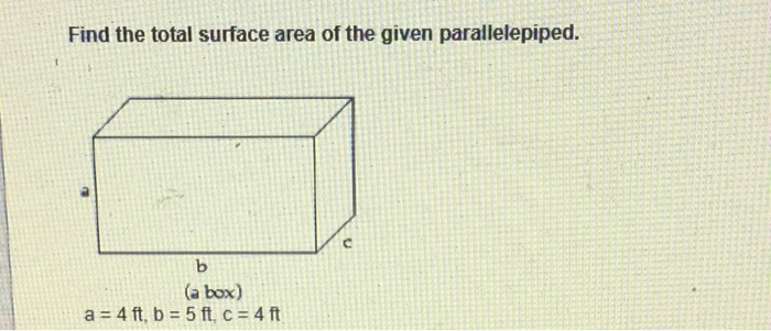 Solved Find the total surface area of the given | Chegg.com