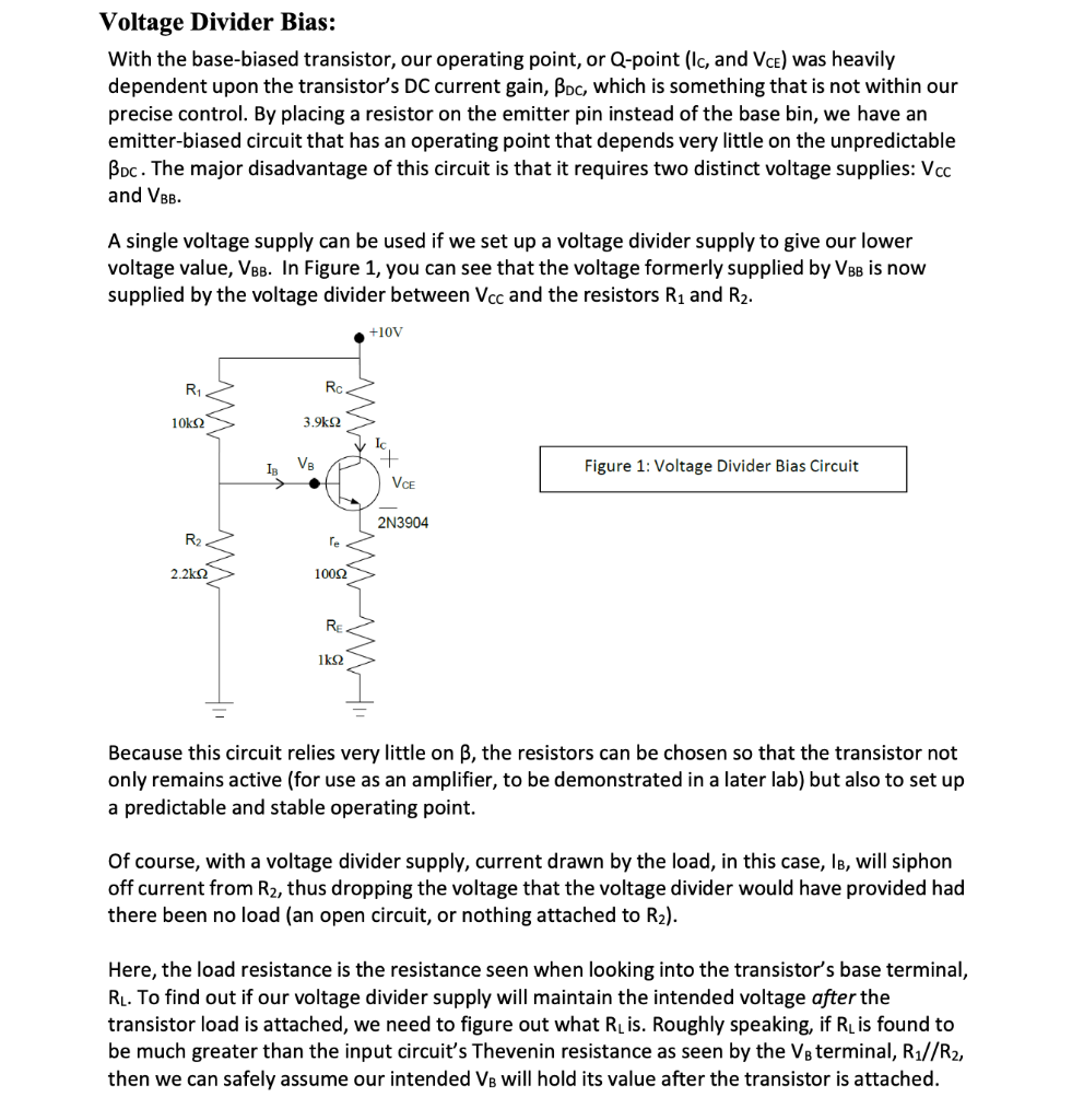 Solved Voltage Divider Bias: With the base-biased | Chegg.com