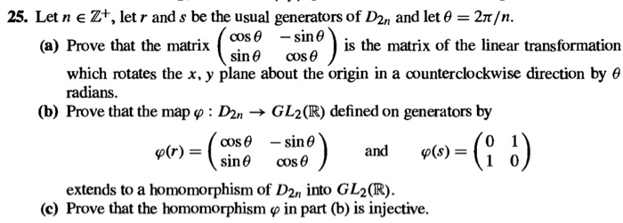 Solved Let n Z^+, let r and s be the usual generators of | Chegg.com Solved Let n Z^+, let r and s be the usual generators of | Chegg.com
