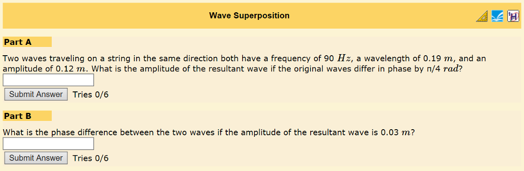 Solved Wave Superposition Part A Two waves traveling on a | Chegg.com