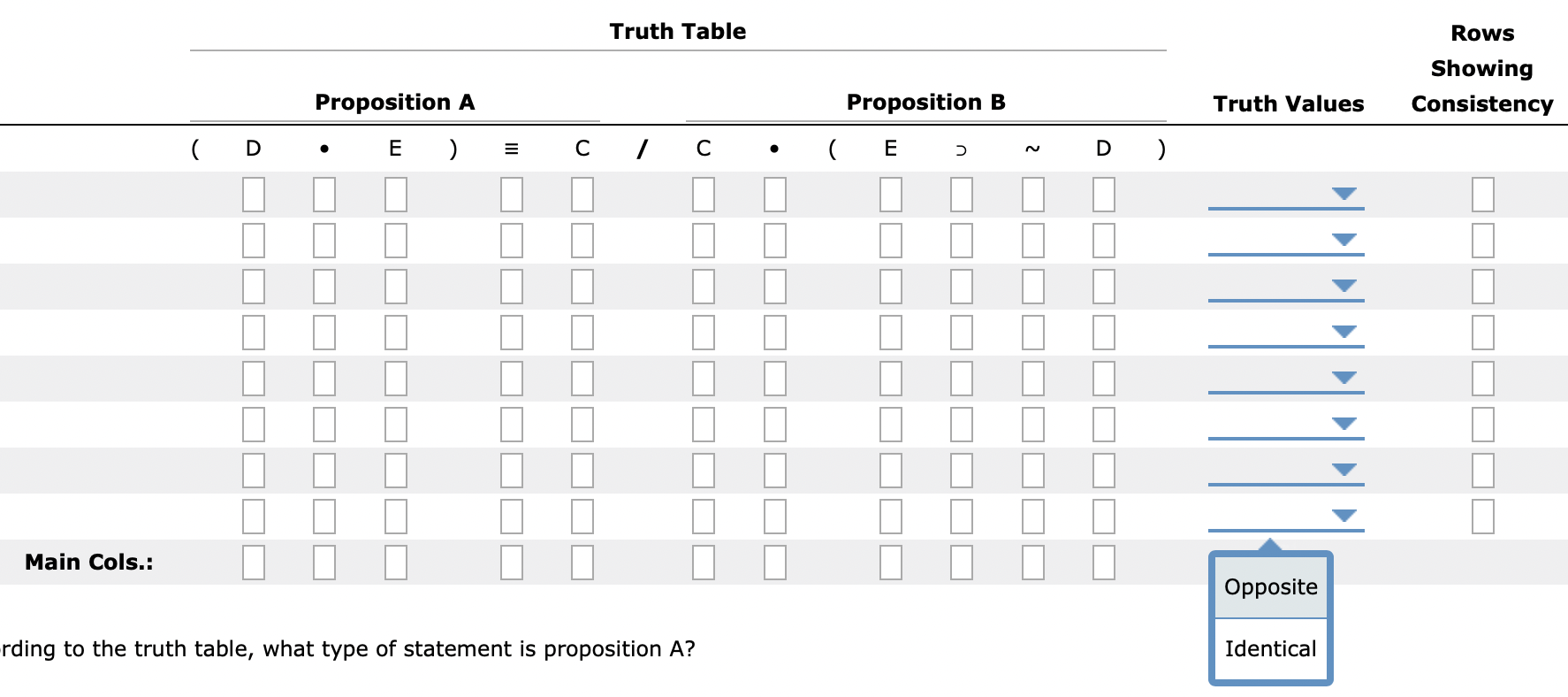 Complete The Truth Table For The Given Propositions 