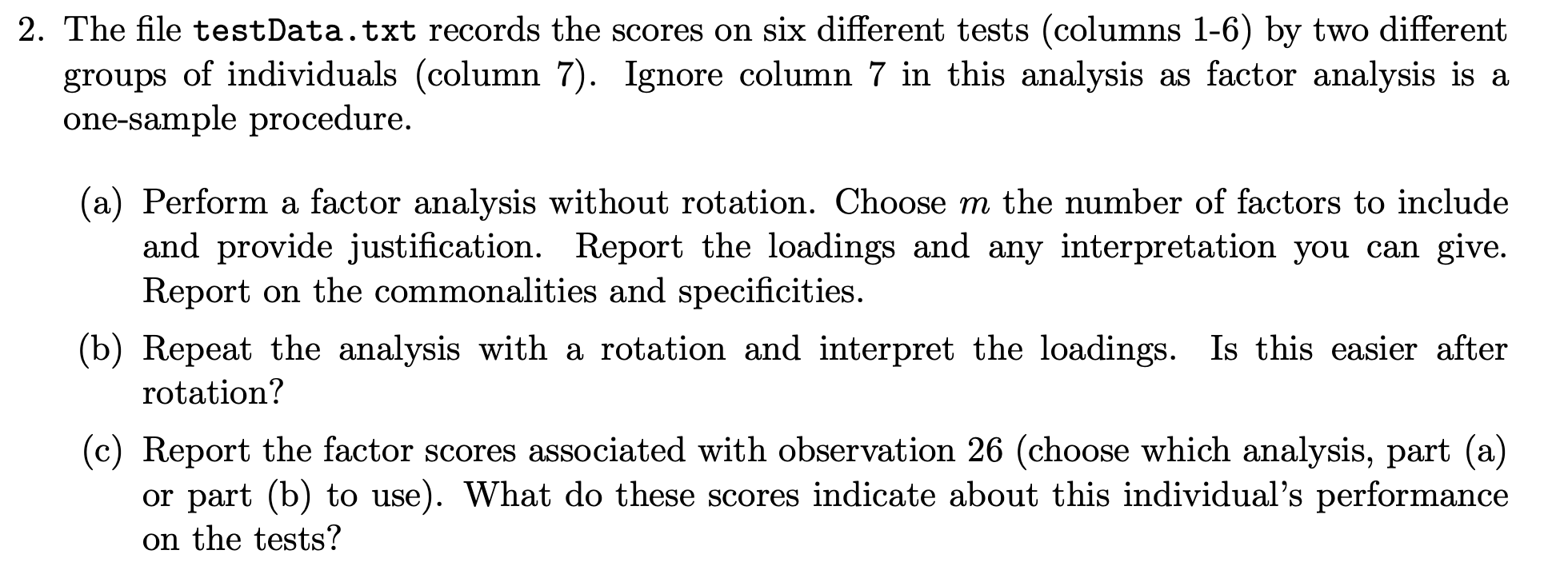 Solved testData.txt Data File Contents: "V1" "V2" "V3" | Chegg.com