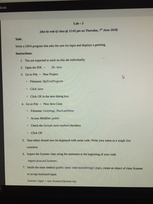 Solved look Lab-2 (due by end of class @12:05 pm on | Chegg.com