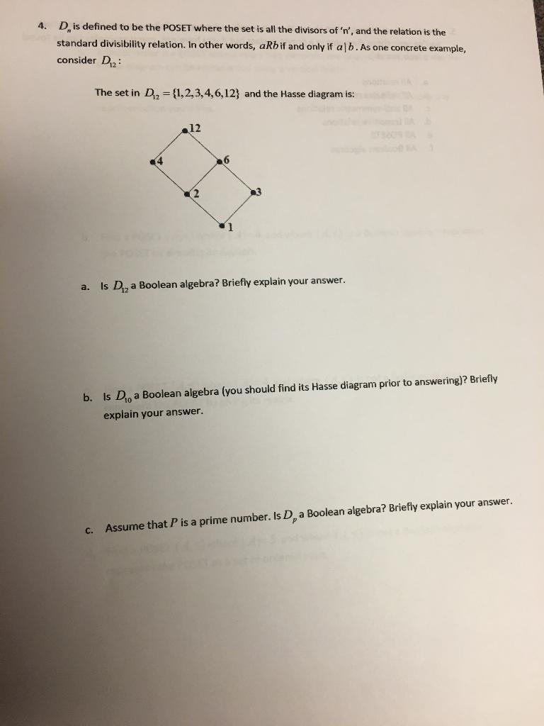 Solved 4 D Is Defined To Be The Poset Where The Set Is All 