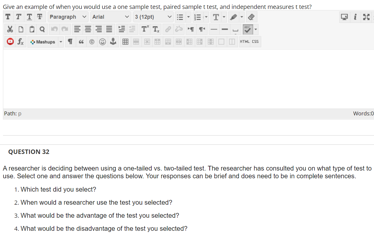 Solved Give an example of when you would use a one sample | Chegg.com
