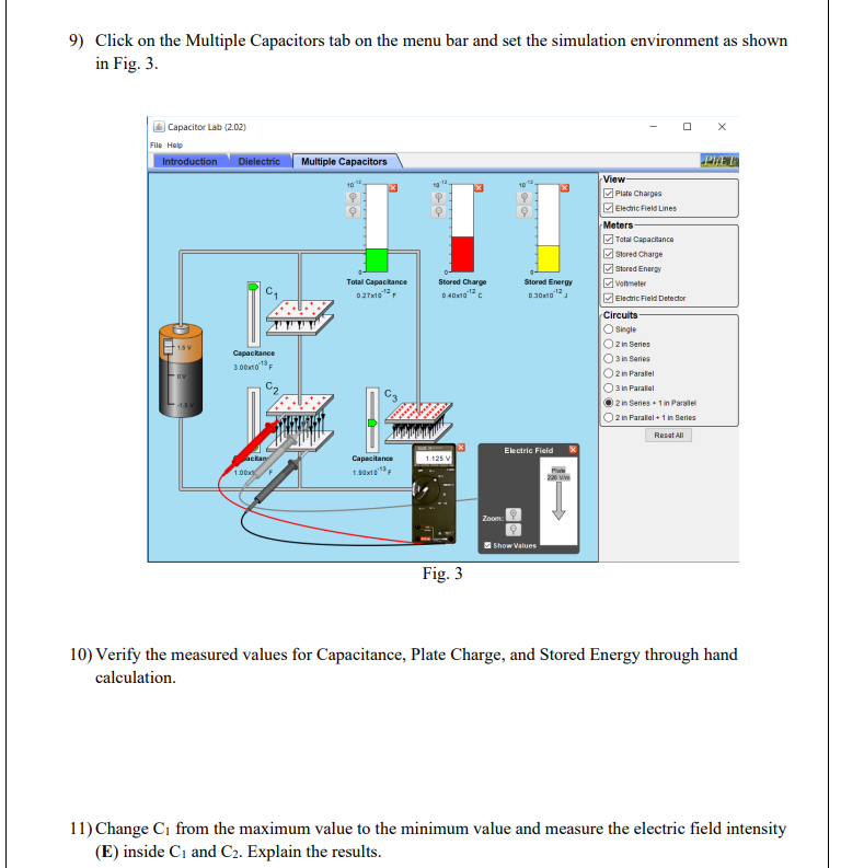 Solved 9) Click on the Multiple Capacitors tab on the menu | Chegg.com