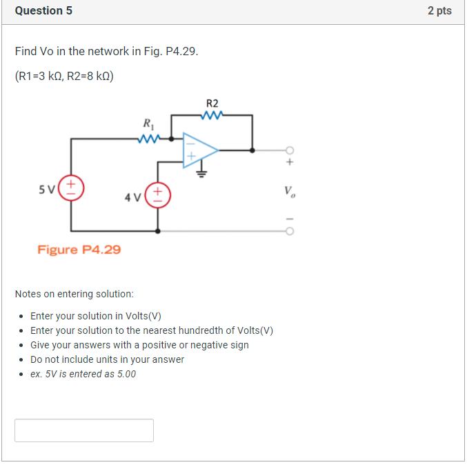 Solved Find Vo in the network in Fig. P4.29. (R1=3 kΩ, R2=8 | Chegg.com