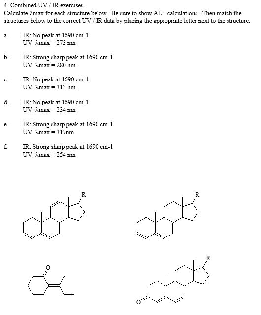 Solved a. 4. Combined UV/IR exercises Calculate 2.max for | Chegg.com