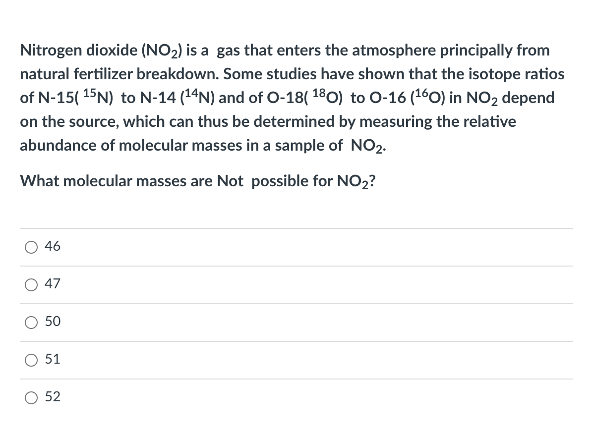 Solved Nitrogen dioxide (NO2) is a gas that enters the | Chegg.com