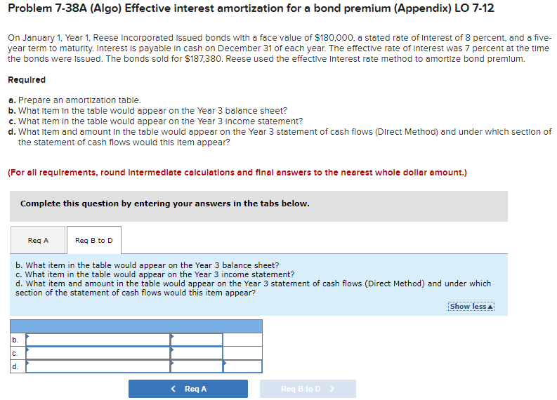 Solved Problem 7-38A (Algo) Effective interest amortization | Chegg.com