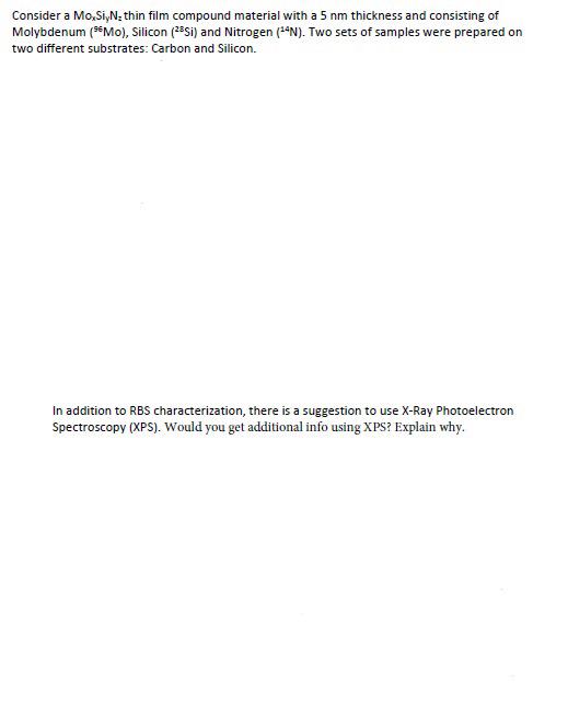 Solved Consider a Mo SiyN: thin film compound material with | Chegg.com