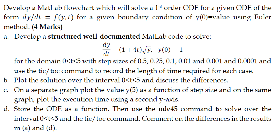 Solved = Develop a MatLab flowchart which will solve a 1st | Chegg.com