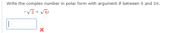 Solved Write the complex number in ﻿polar form with argument | Chegg.com