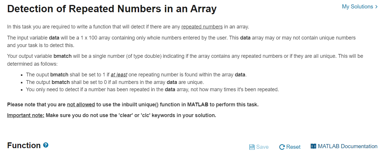 Solved Detection of Repeated Numbers in an Array My | Chegg.com