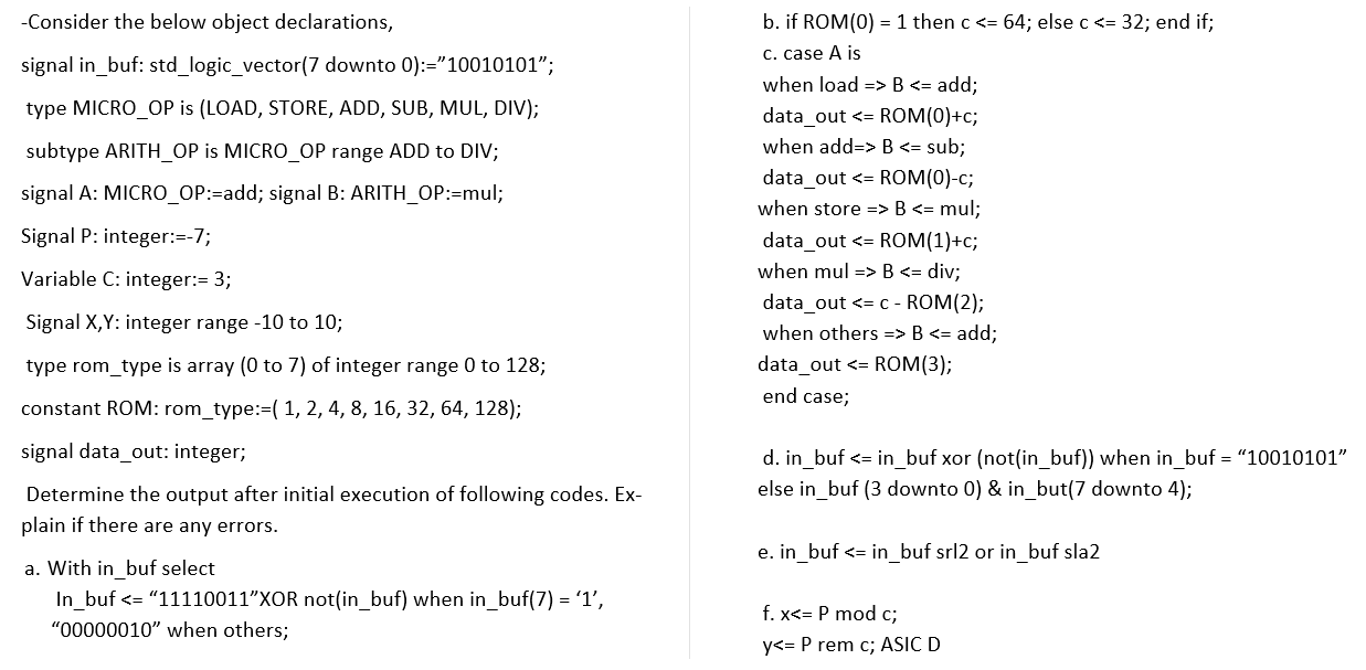 Solved -Consider the below object declarations, b. if ROM(O) | Chegg.com