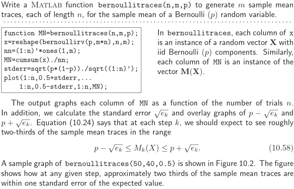Write a MATLAB function bernoullitraces (n,m,p) to | Chegg.com