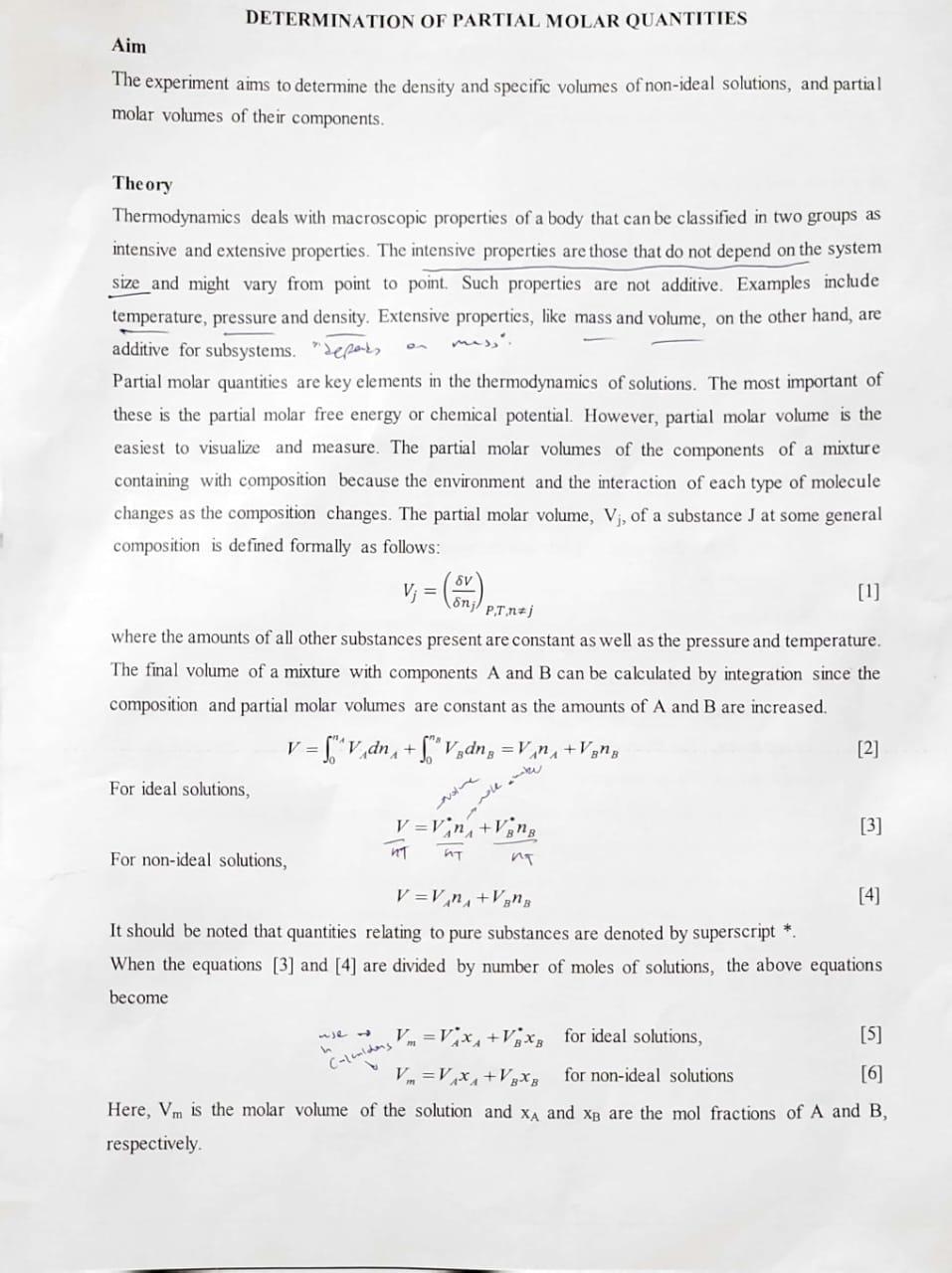 Solved Determination of Partial Molar Quantities | Chegg.com