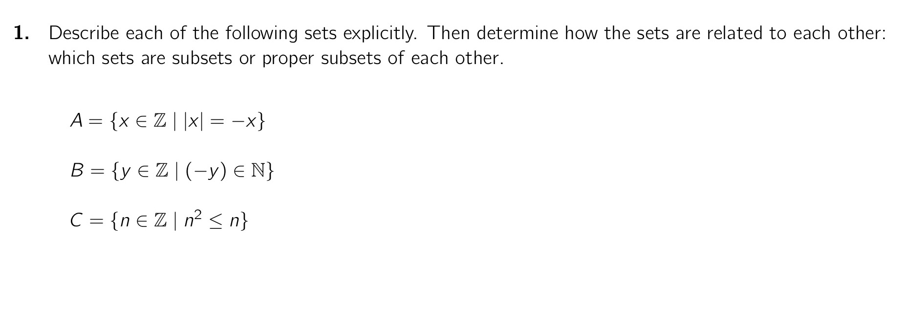 Solved 1. Describe each of the following sets explicitly. | Chegg.com