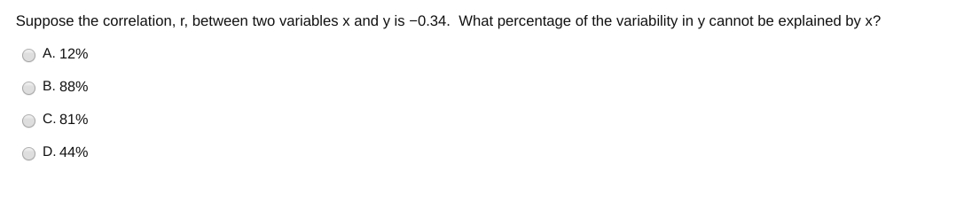 Solved Suppose the correlation, r, between two variables x | Chegg.com