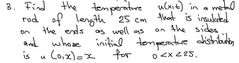 Solved 3. Find the temperature u(x,t) in a metal rod of | Chegg.com