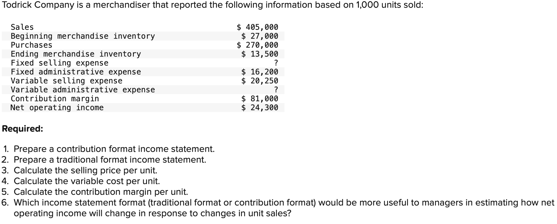 Solved 1. Prepare a contribution format income statement. 2. | Chegg.com