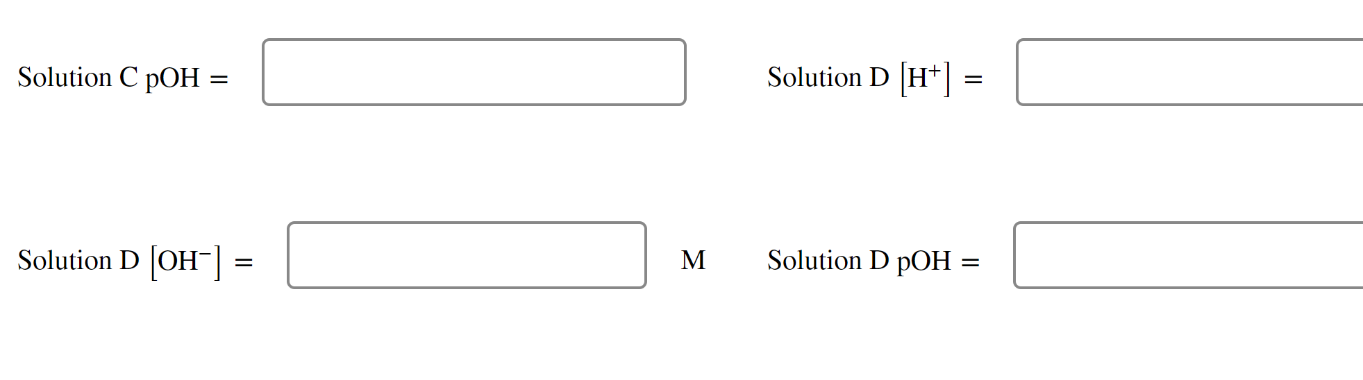 Solved Complete this table to show the pH and pOH of cach | Chegg.com