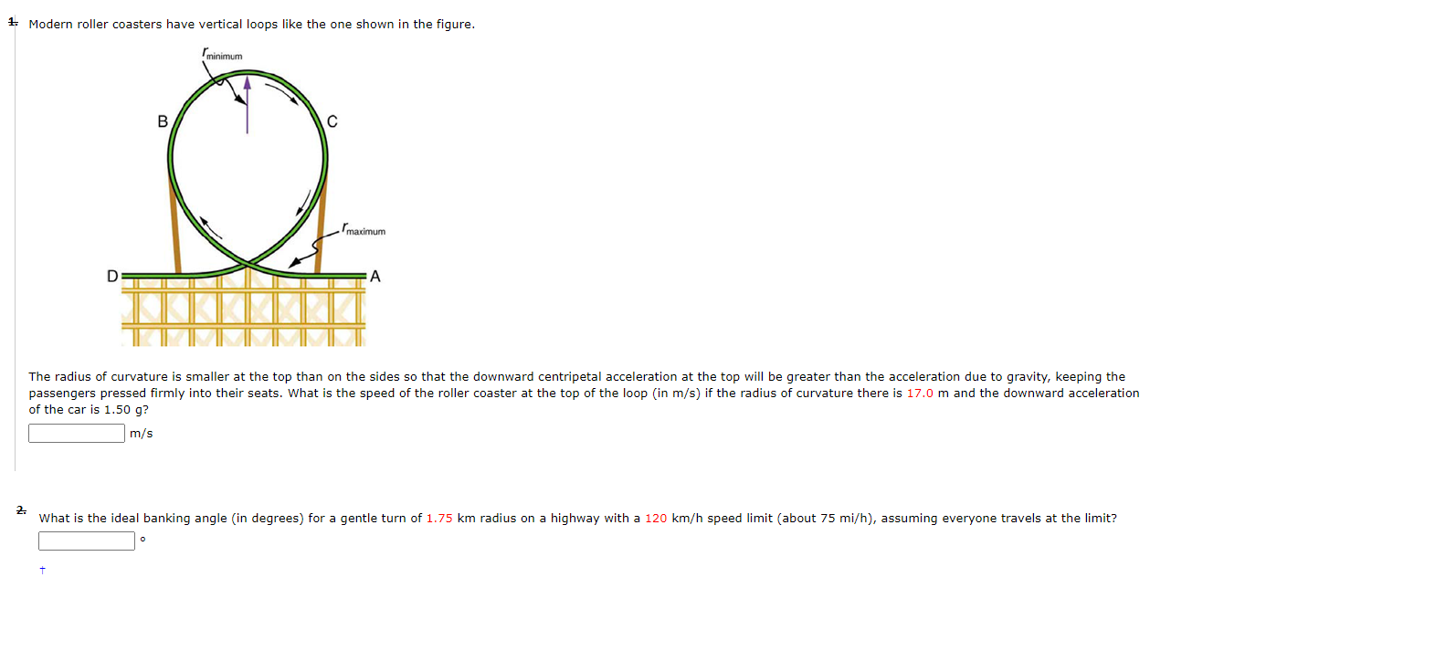 Solved + Modern roller coasters have vertical loops like the | Chegg.com