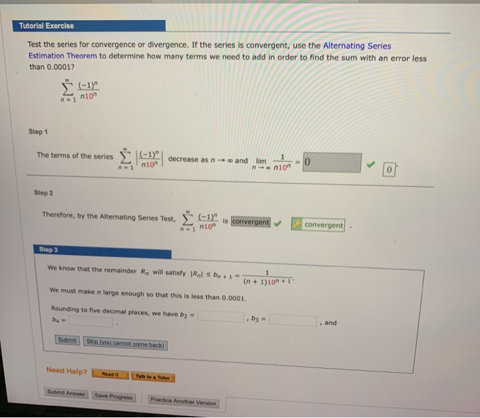 Solved Tutorial Exercise Test the series for convergence or | Chegg.com