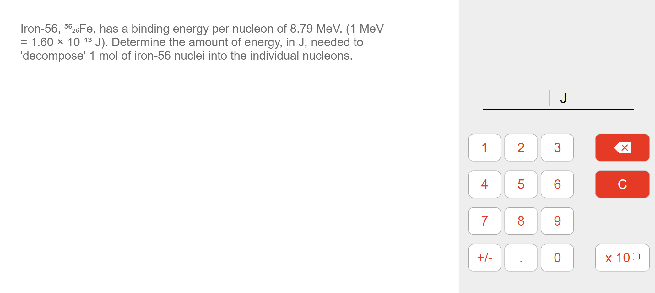 Solved Iron-56, 2626Fe, has a binding energy per nucleon of | Chegg.com
