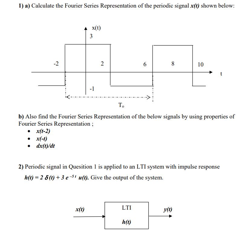 Solved 1) a) Calculate the Fourier Series Representation of | Chegg.com