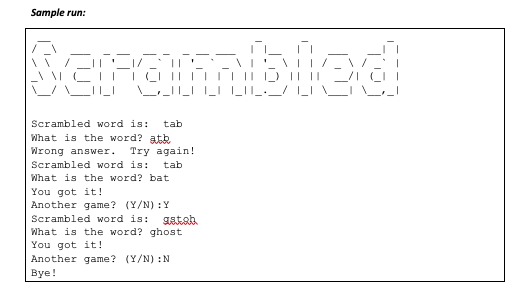 Solved ***PYTHON ONLY PLEASE*** Scrambled Word Game Topics: | Chegg.com