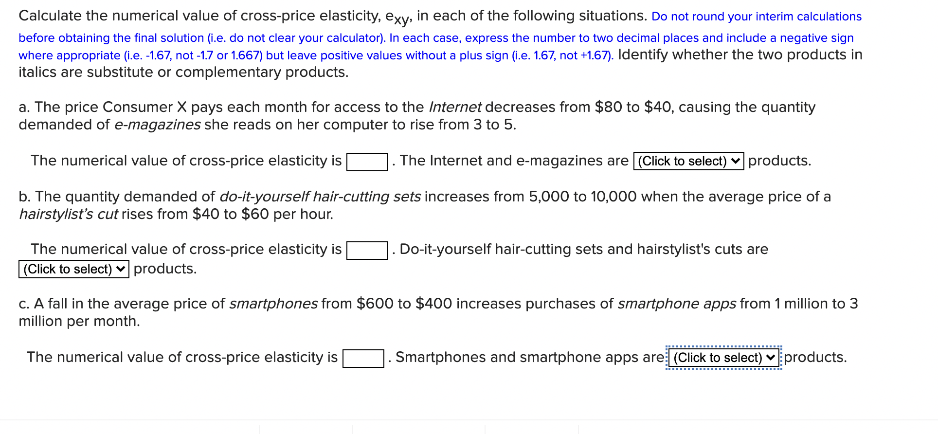 Solved Calculate the numerical value of cross-price | Chegg.com