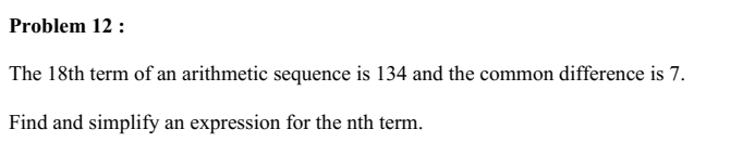 Solved Problem 12 : The 18th term of an arithmetic sequence | Chegg.com