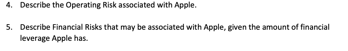 4. Describe the Operating Risk associated with Apple. | Chegg.com