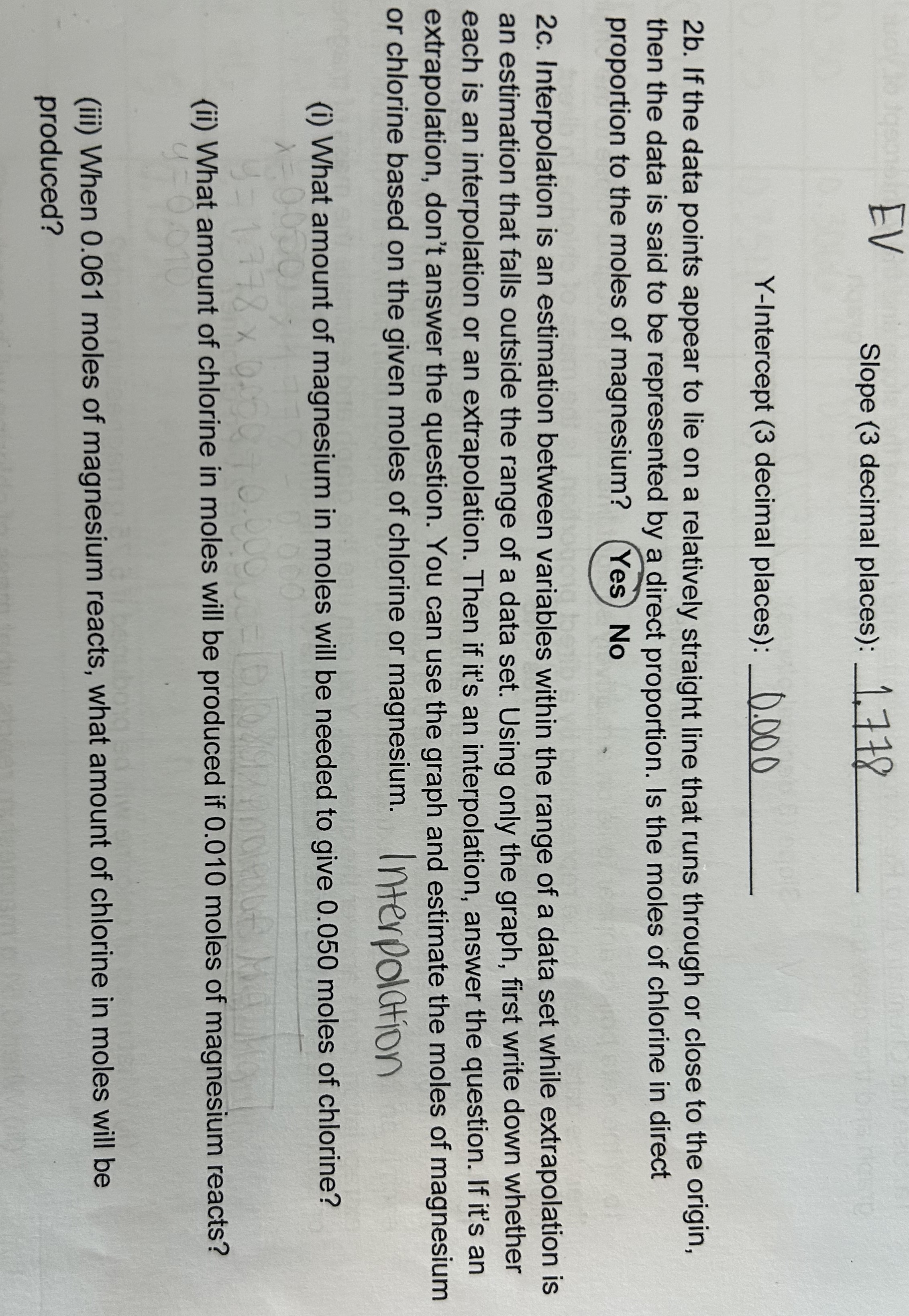 Solved Please answer questions 2c, i, ii, and iii.The slope | Chegg.com