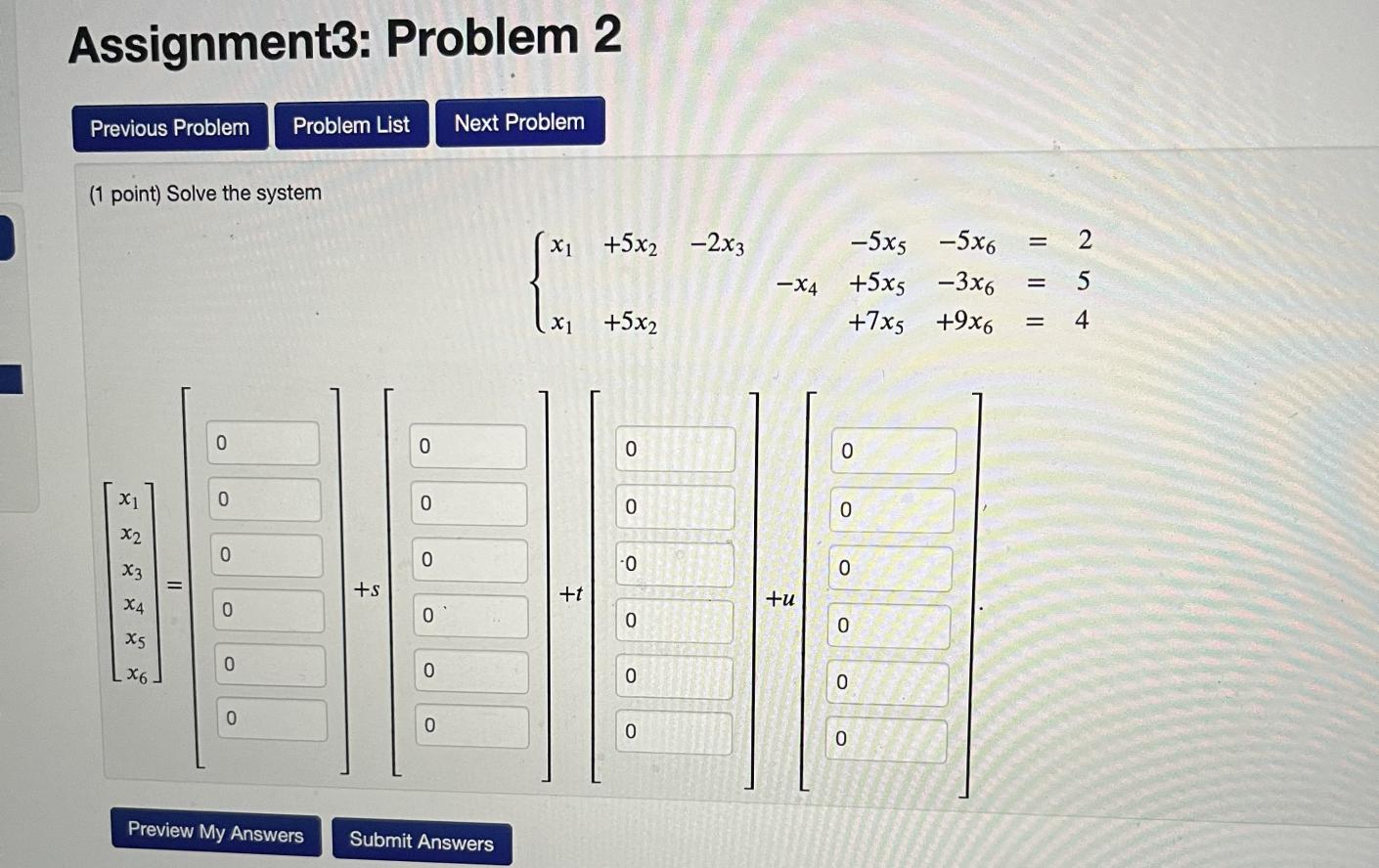 Solved (1 point) Solve the system | Chegg.com Solved (1 point) Solve the system | Chegg.com