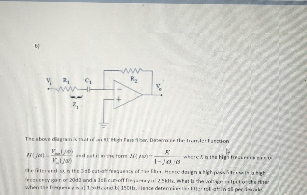 Solved The above diagram is that of an RC High Pass filter. | Chegg.com